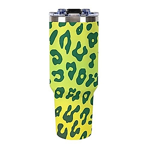 Leopard Pattern Cheetah Insulated Tumbler with Lid And Straw Stainless Steel Travel Coffee Mug 40oz Violet-style