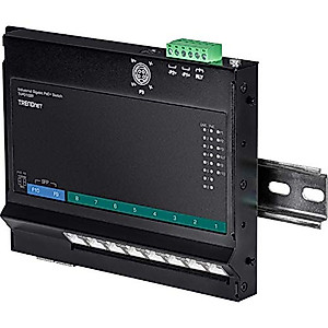 TRENDnet 10-Port Industrial Gigabit PoE+ Wall-Mounted Front Access Switch, TI-PG102F, 8x Gigabit PoE+ Ports, 2 x Gigabit SFP Slots, 240W PoE Budget, DIN-Rail & Wall Mount Brackets Included, IP40 Rated
