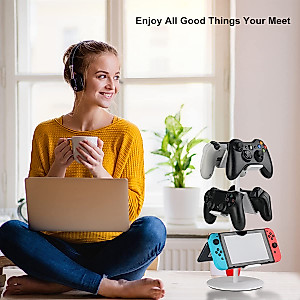 KELJUN Controller Holder White, Headset Holder,Great 3 Tier Controller Headphone Organizer for All Headsets Xbox ONE 360 Switch PS4 PS5 (Elegant White)