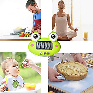 Kitchen Timer, Cute Cartoon Animal Countdown Timer, Digital Cooking Timer with Magnetic, LCD Large-Screen Visual Clock, Hangable Alarm Clock with Stand，for Cooking Bake Sport Game (Timer-QW)