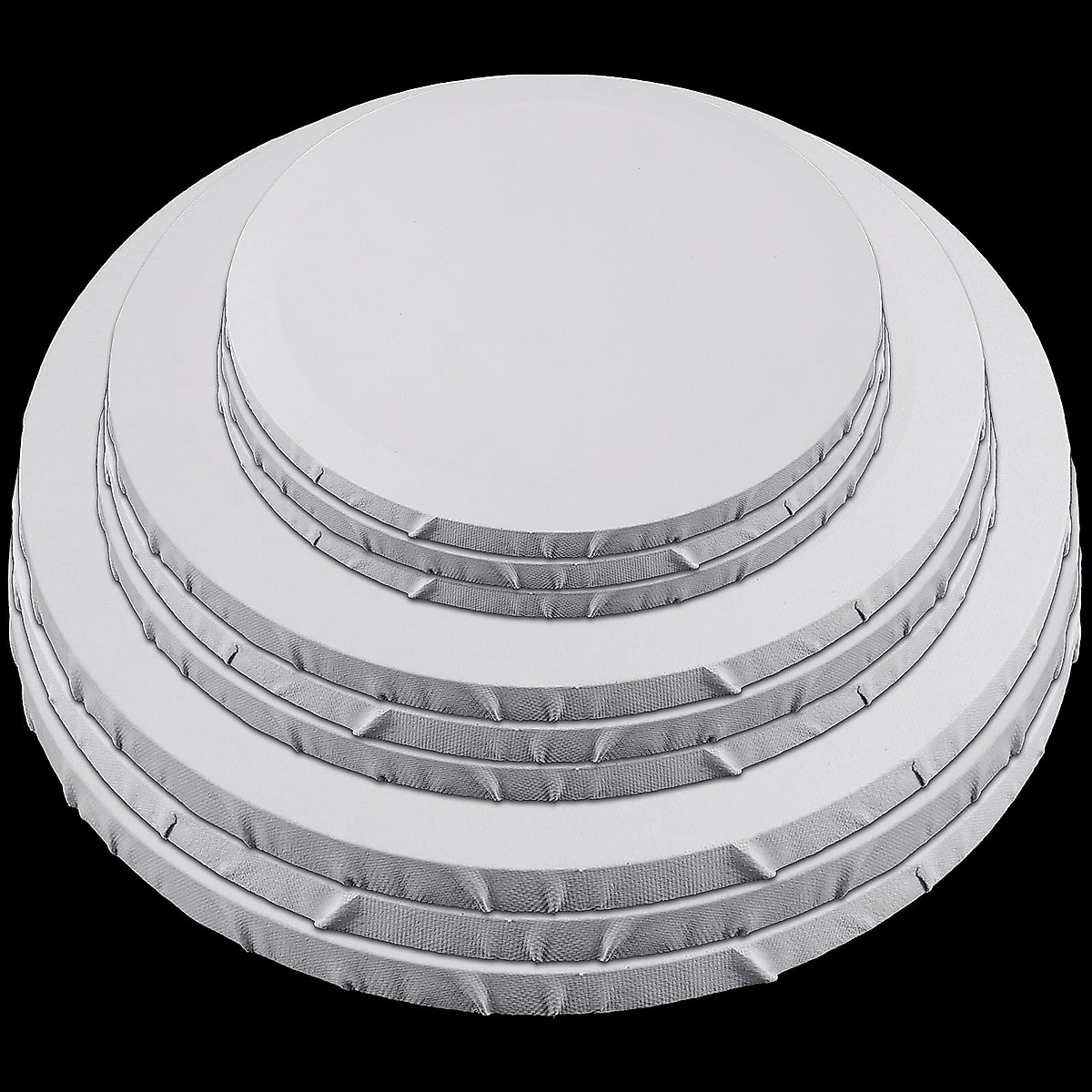 ZEONHAK 9 Pack 8, 10, 12 Inches Stretched White Blank Canvas, Professional Round Stretched Painting Canvas, Blank Stretched Canvas for Oil and Acrylic Paints, Acrylic Pouring