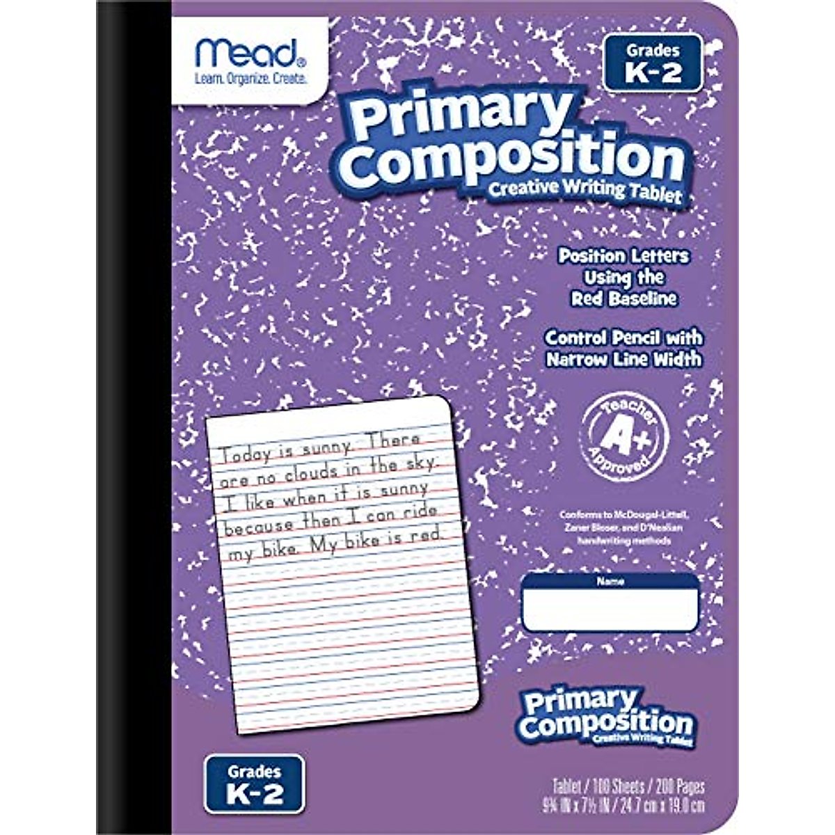Mead Primary Composition Notebook K-2, 6 Pack Primary Ruled Composition Book, Color May Vary, Grades K-2 Writing Dotted Lined Notebook, 100 Sheets (200 Pages) 489902ELG