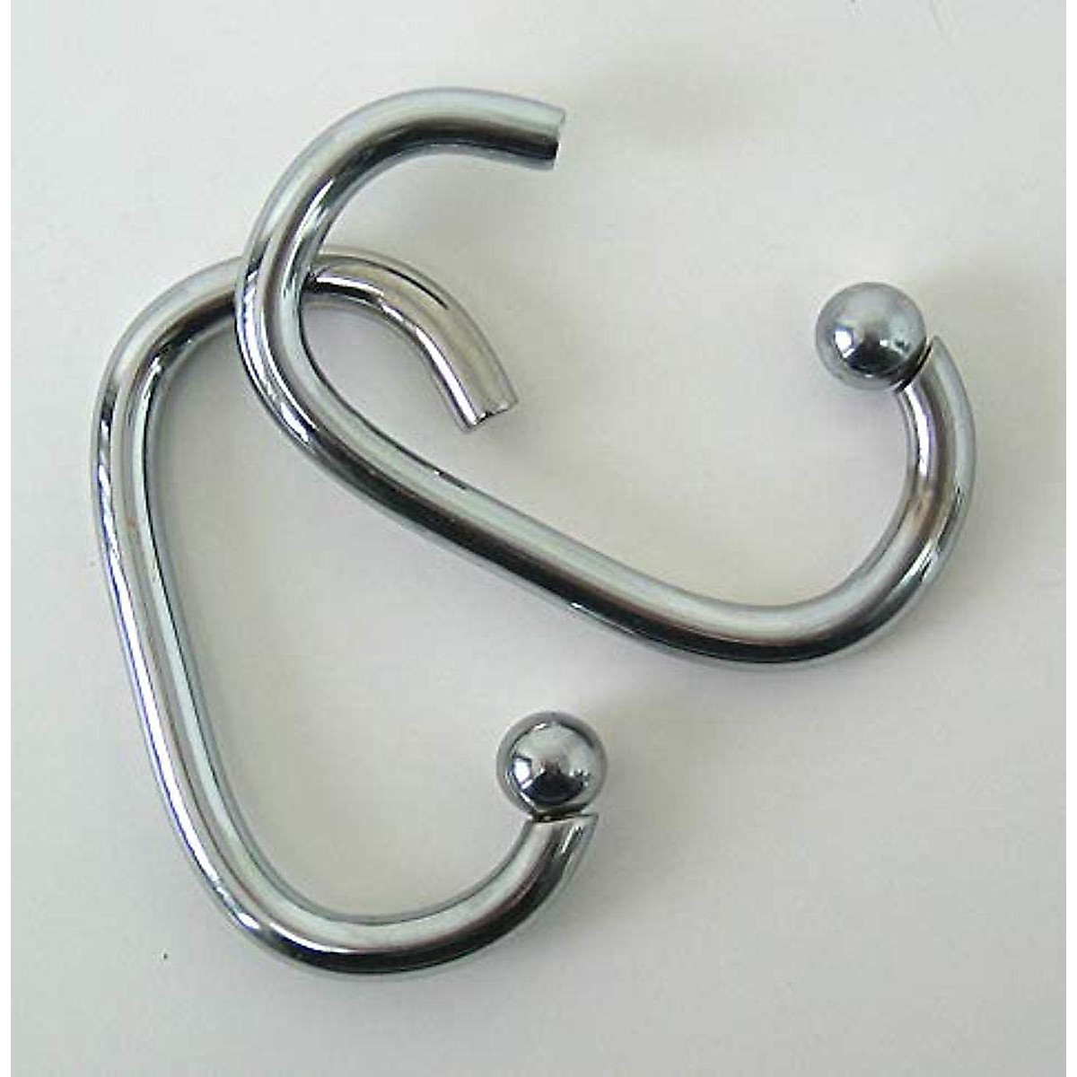 Splash Home Decorative Aluminum C-Shaped Shower Curtain Hooks, Smooth-Glide, Rust-Resistant, Set of 12 - Chrome