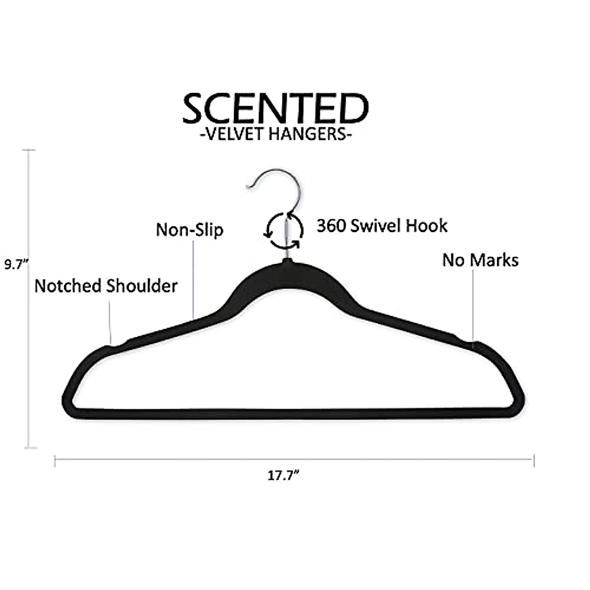HangAroma Non-Slip Scented Velvet Hangers - Heavy Duty Clothes Hanger - Ultra Thin Space Saving 360 Degree Swivel Hook - Ideal for Coats, Jackets, Pants, & Dress - Mint - 6 Pack