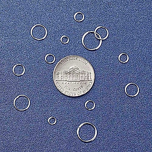 Pandahall 4-10mm Brass Open Jump Rings Connectors Silver Plated Unsoldered Nickel Free for Craft Earring Necklace Bracelet Jewelry Making (50g/Box)