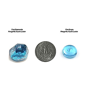 Li Decor 10 Pound Fire Glass Diamonds 1 Inch Fire Pit Glass Fire Glass Rocks for Gas Fireplace Margarita Azure Luster Blue