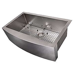 ZLINE 33" Vail Farmhouse Apron Mount Single Bowl Scratch Resistant Stainless Steel Kitchen Sink with Bottom Grid (SAS-33S)