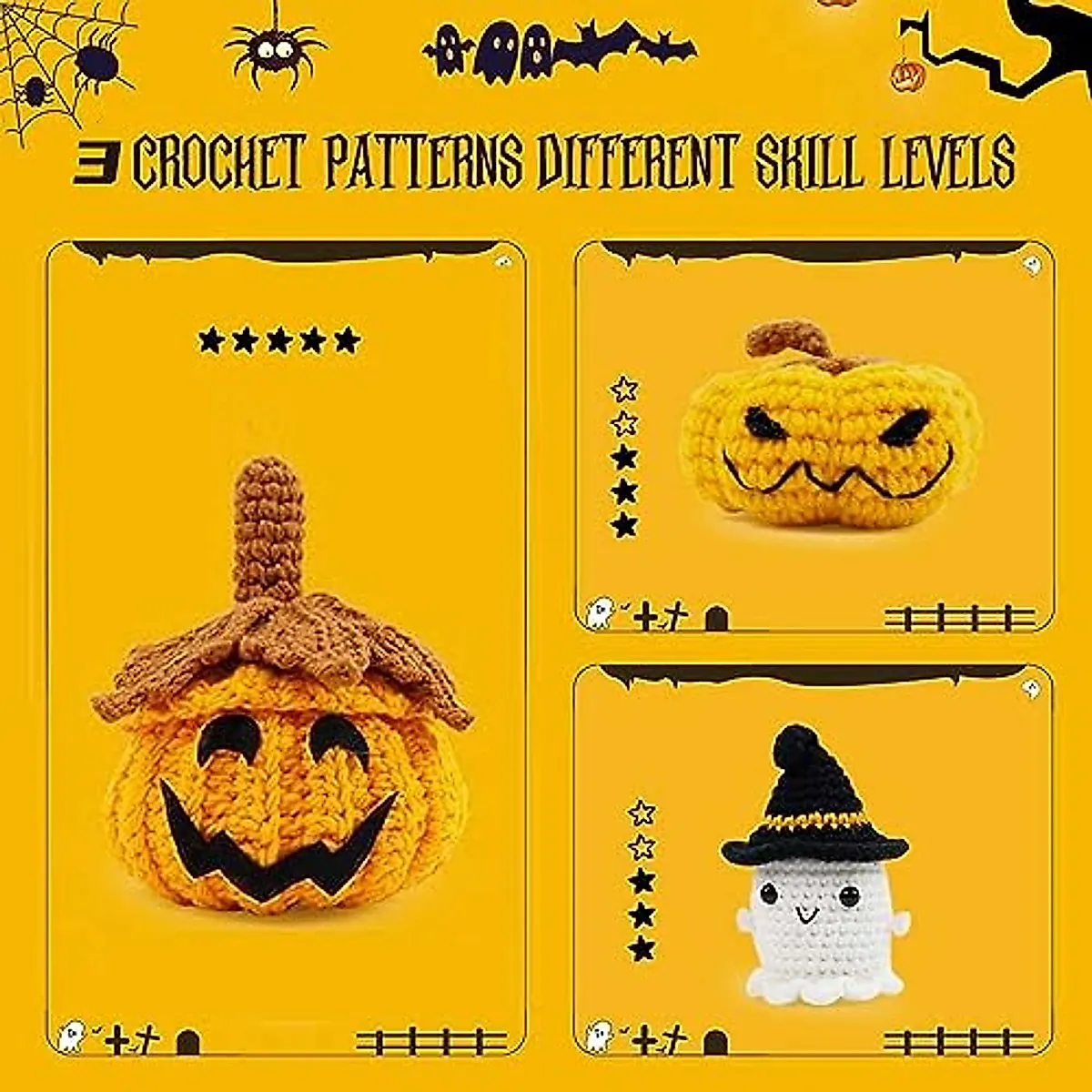 Blyrbnom Crochet Kit Beginners for Adults,Crochet Animals Kits with Step-by-Step Video Tutorials for Kids,Crochet Starter Kit for Beginners,DIY Knitting Supplies (Pumpkin Elf)