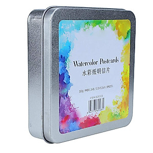 Gerioie Watercolor Paper, Art Paper Watercolor Paper Pad Watercolor Tool, Paper Craft Supplies Cold(Square tin Box 24/Sheet)