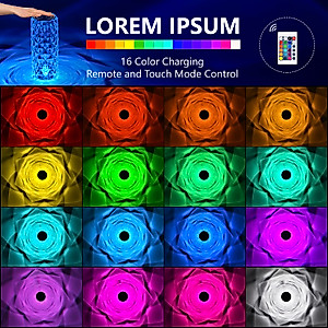 ZsIturey 16 RGD Color Changing Crystals Small Table Lamp Rose Diamond Touch Lamp Romantic Dimmable LED Night Light Festive Atmosphere Light USB Charging Night Light, Bedroom, Dining, Party, Bar