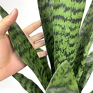 Beebel Artificial Snake Plant 22 Inch Fake Sansevieria Fake Agave Potted Plants Plastic Greenery for Home Garden Office Store Decoration 12 Leaves (Green)