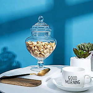 Diamond Star Clear Glass Apothecary Jars, Candy Buffet Display, Elegant Storage Jar, Decorative Wedding Candy Organizer Canisters (Height: 9" Body: 5")