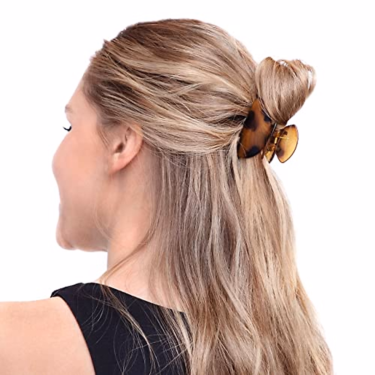 Kitsch Recycled Plastic Hair Clips for Women - Small Claw Clips, Mini Clips for Thin Hair, Tiny Jaw Clips | Tortoise & Black, 2 Pcs