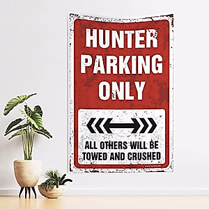 Man Cave Rules Hunter Parking Only Tapestry Space Decor Vintage Decor (Size : 75X100CM)