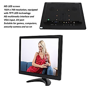 Shanrya VGA AV BNC USB DC Input Monitor, ABS 12.1in TFT LED Monitor Multifunctional 100‑240V Easy Installation Clear Picture for Computers (US Plug)