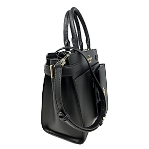 Kate Spade New York Staci Medium Saffiano Leather Satchel Purse With Matching Lg Slim Bifold Wallet (Black)