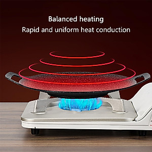 Korean style BBQ Grill Pan for Stove Top, Korean Grill Pan with Non Stick 6 Layer Coating Round BBQ Griddle for Induction, Gas Stove, Electric Cooktop, Indoor or Outdoor Grilling 38cm/15.0in﻿