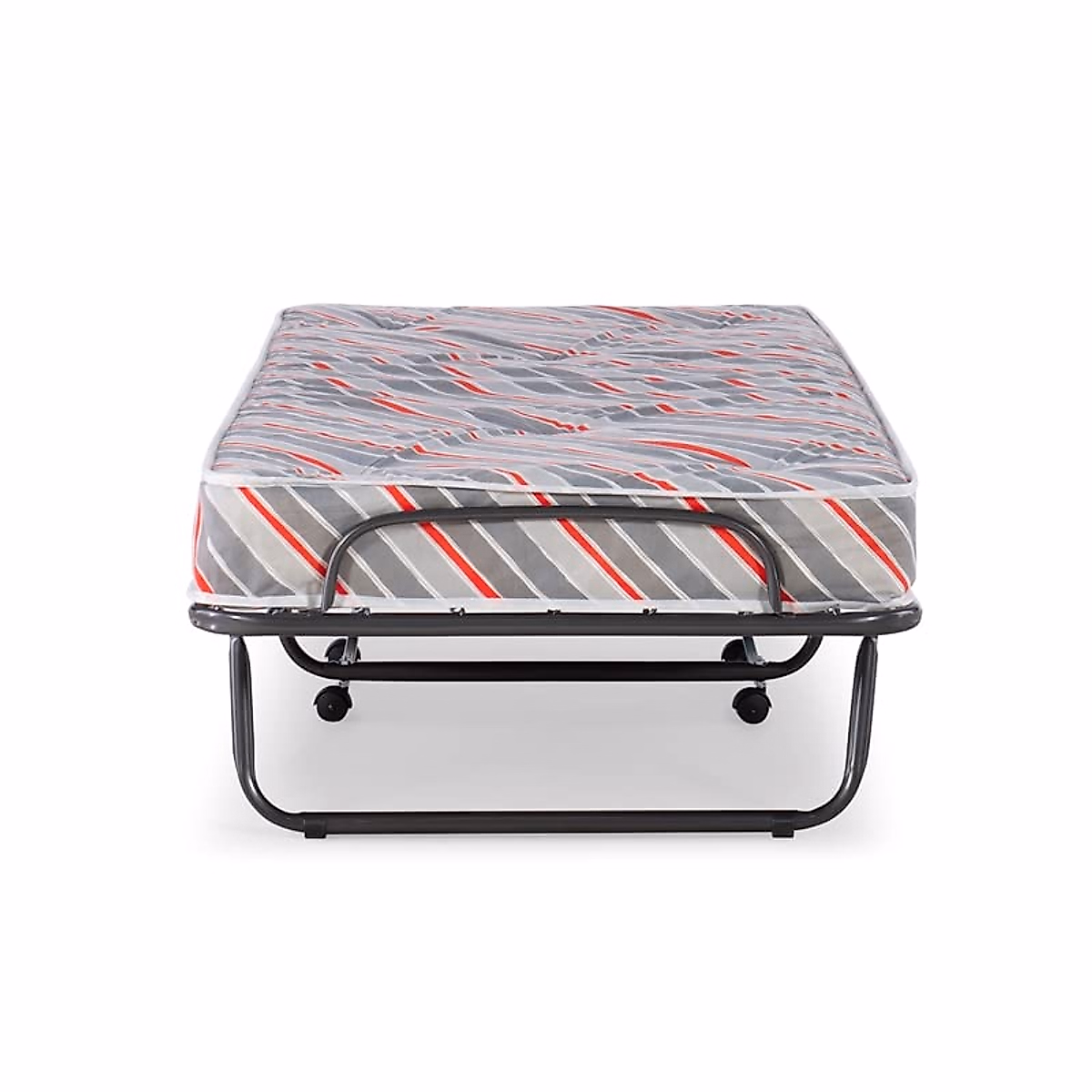 Linon Verona Metal and Fabric Folding Bed with Memory Foam Mattress in Gray