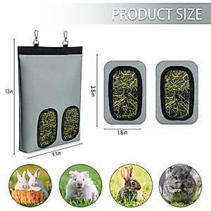 GOCOHHI 2 Pcs Guinea Pig Hay Feeder Bag, Rabbit Hay Feeder, 2 Holes Capacity Hay Holder, 600D Oxford Fabric Hay Bag for Rabbit Guinea Pig Chinchilla Hamsters Small Pets Animal