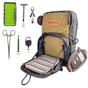 Aventik Fly Fishing Chest Bag Ultra Light Multiple Pockets Chest Pack with Vest Pack Tool Combo C