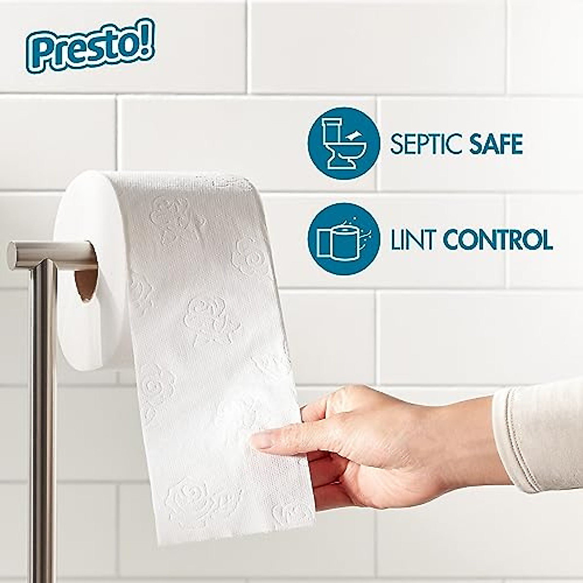 Amazon Brand - Presto! 2-Ply Toilet Paper, Ultra-Soft, Unscented, 24 Rolls (4 Packs of 6), Equivalent to 120 regular rolls