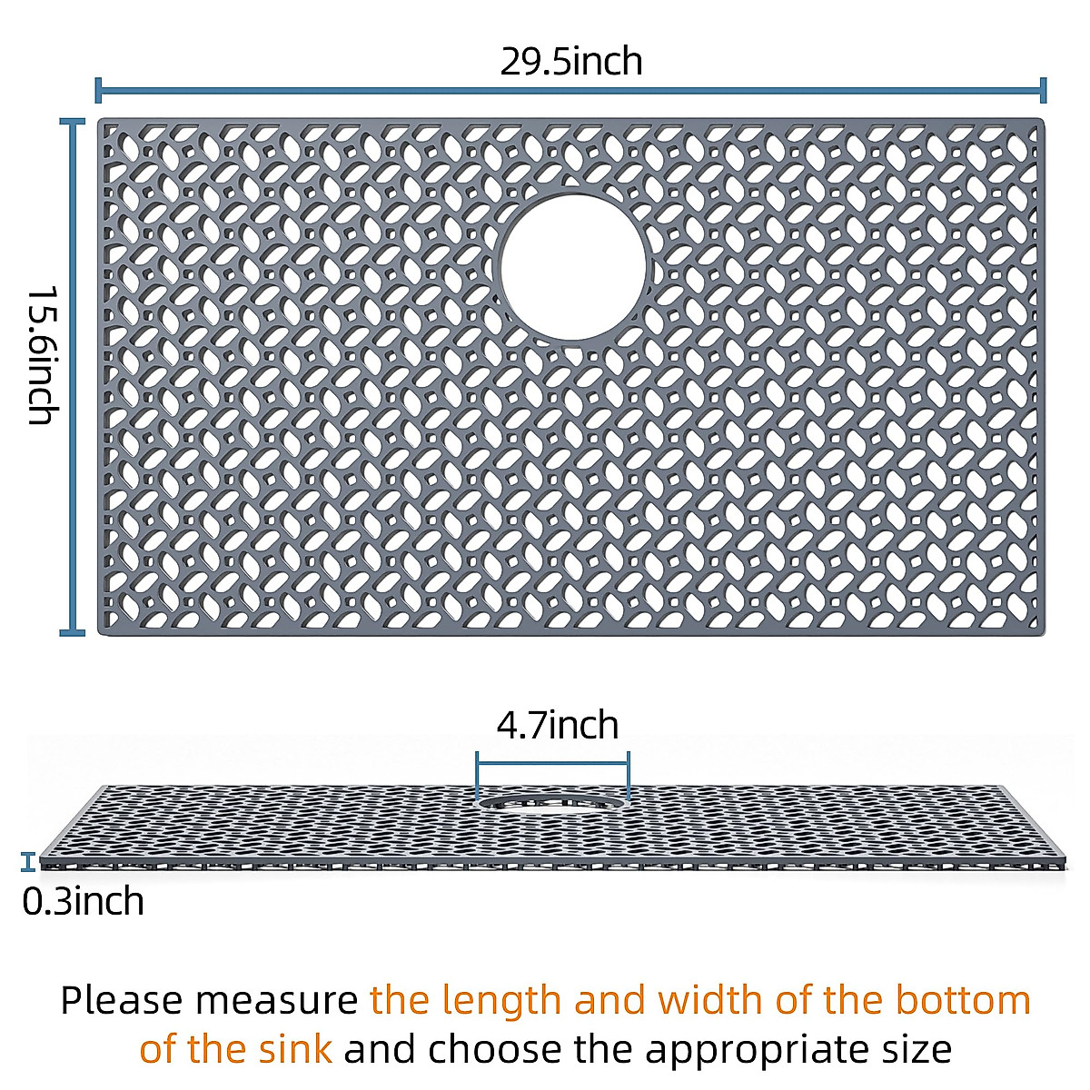 Sink Mat Protector for Kitchen Sink, JUSTOGO 29.5" x 15.6" Silicone Kitchen Sink Protector Grid for Stainless Steel Sink with Rear Drain, Heat Resistant