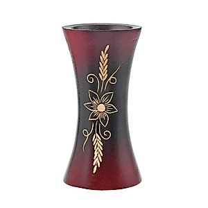 AeraVida Pretty Asian Flower Red and Black Natural Mango Tree Wood Flower Vase | Modern Farmhouse Home Décor | Kitchen Bedroom Living Room Home Decoration