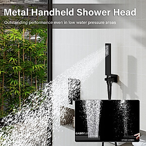 Gabrylly Shower System, Black Shower Faucet Set with 10" Rain Shower head and Handle Set, All Metal Shower Heads with Handheld Spray Combo, Wall Mounted Shower Fixtures with Shower Valve, Matte Black