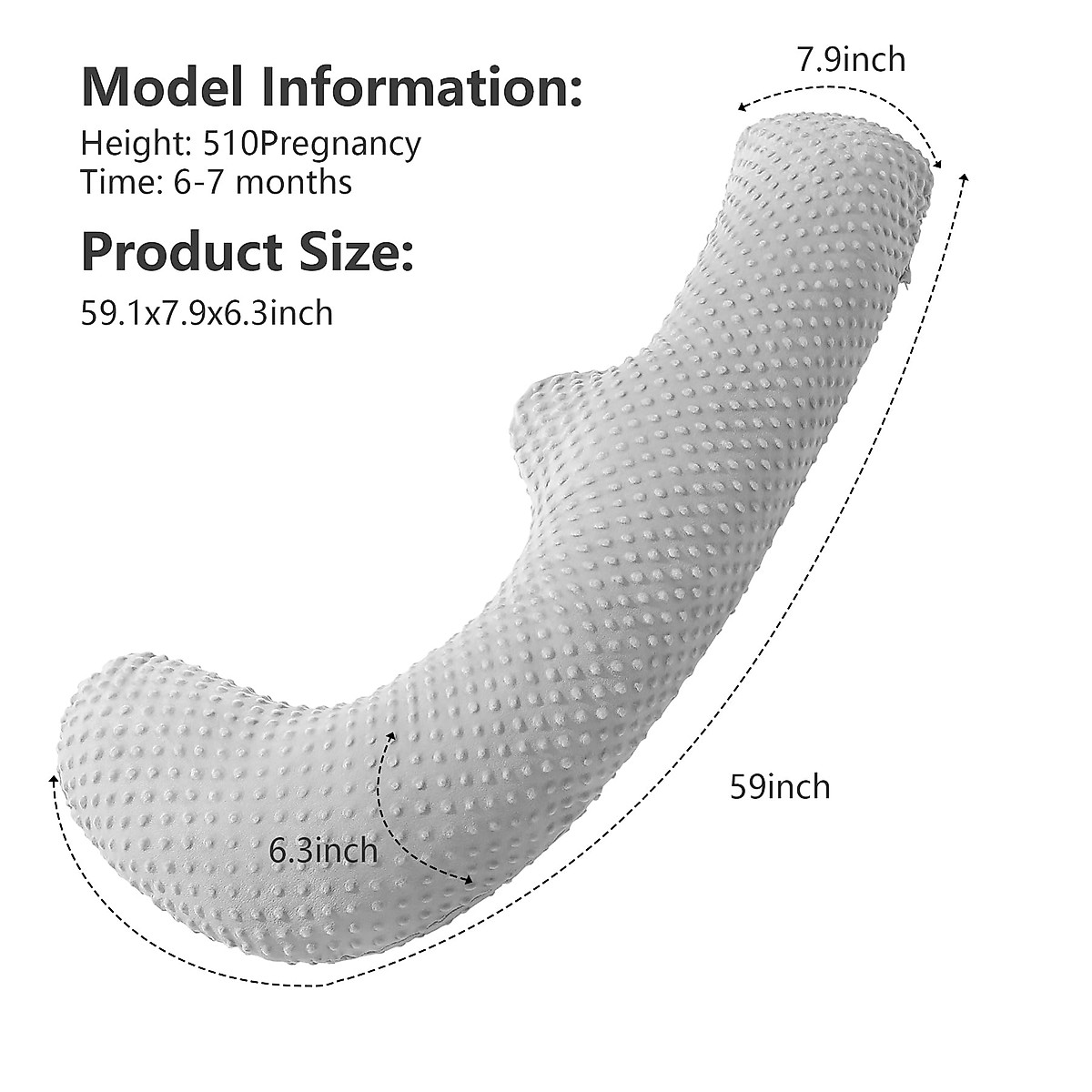 Lightweight Pregnancy Pillow Soft Maternity Full Body Pillow, Long J-Shaped Pillow for Sleeping on The Side, Breathable Bean-Shaped Cover