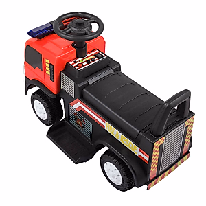 TOBBI 6 Volt Rechargeable Battery Powered Ride On Electric Fire Truck Vehicle with Working Lights and Siren for Ages 3 Years & Up