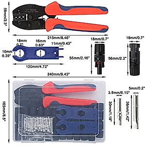 YXGOOD Solar Crimping Tool for Solar Panel Cable with 12 Pairs Solar Connectors, 1PCS Solar Crimper, 2 PCS Spanner Wrench, Crimper Tool for 2.5/4/6mm² Solar PV Wire