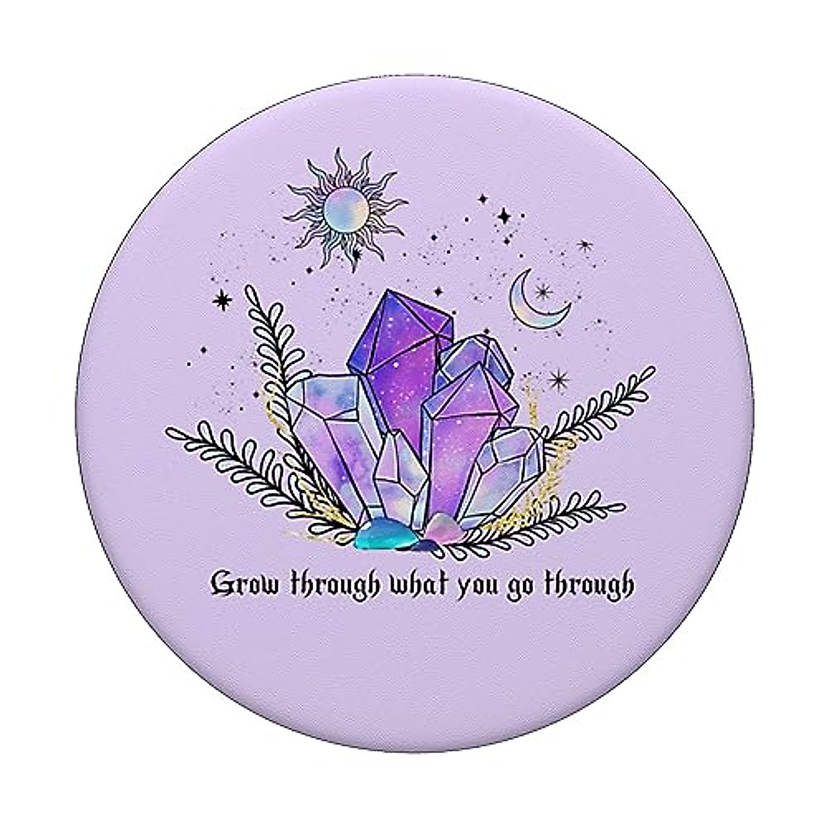 Purple Sun Moon Celestial Bodies Mystical Crystals PopSockets Standard PopGrip