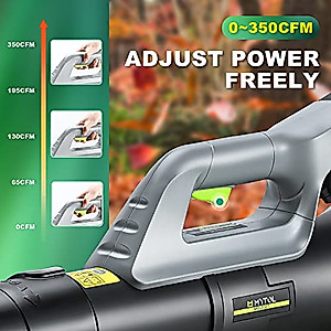 MYTOL Cordless Leaf Blower, 150MPH 350CFM Leaf Blower with 2 * 20V 2Ah Batteries & Charger, Lightweight Axial Blower, Infinitely Variable Speed Electric Leaf Blower for Leaf/Snow/Dust Blowing
