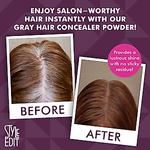 Root Touch Up Powder by Style Edit | Medium Brown Hair Color Coverage for Grays and Roots | Mineral-Infused Binding Hairline Concealer | 0.13 oz. Tub