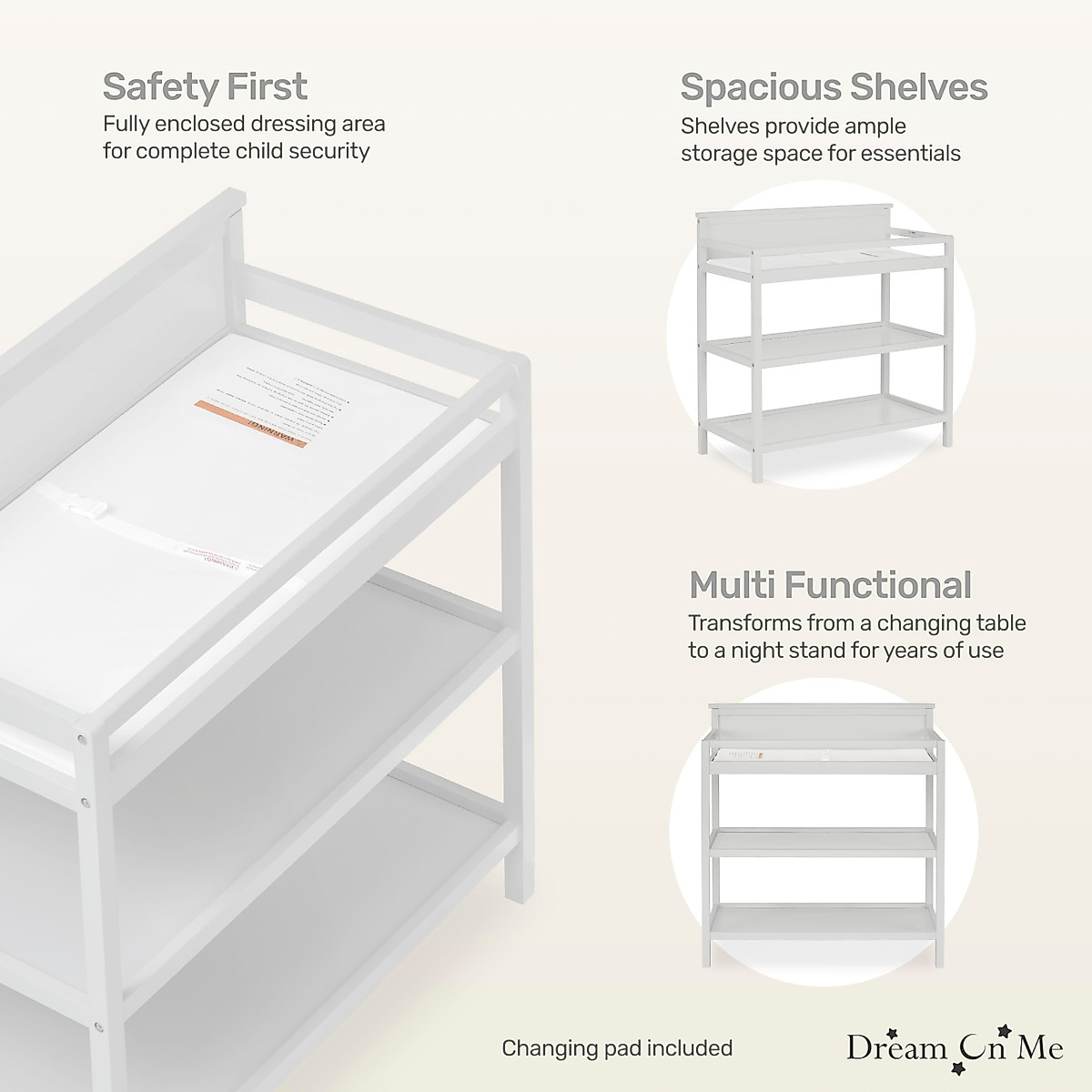 Dream On Me Jax Universal Changing Table, Grey , 34x20x40 Inch (Pack of 1)