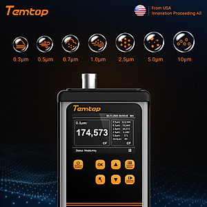 Temtop Professional Particle Counter Affordable Cleanroom Portable Particulate Sensor 0.3μm~10μm Particulate Matter Tester PM0.5, PM2.5, PM10 Detector ISO-21501 Certified PMD331