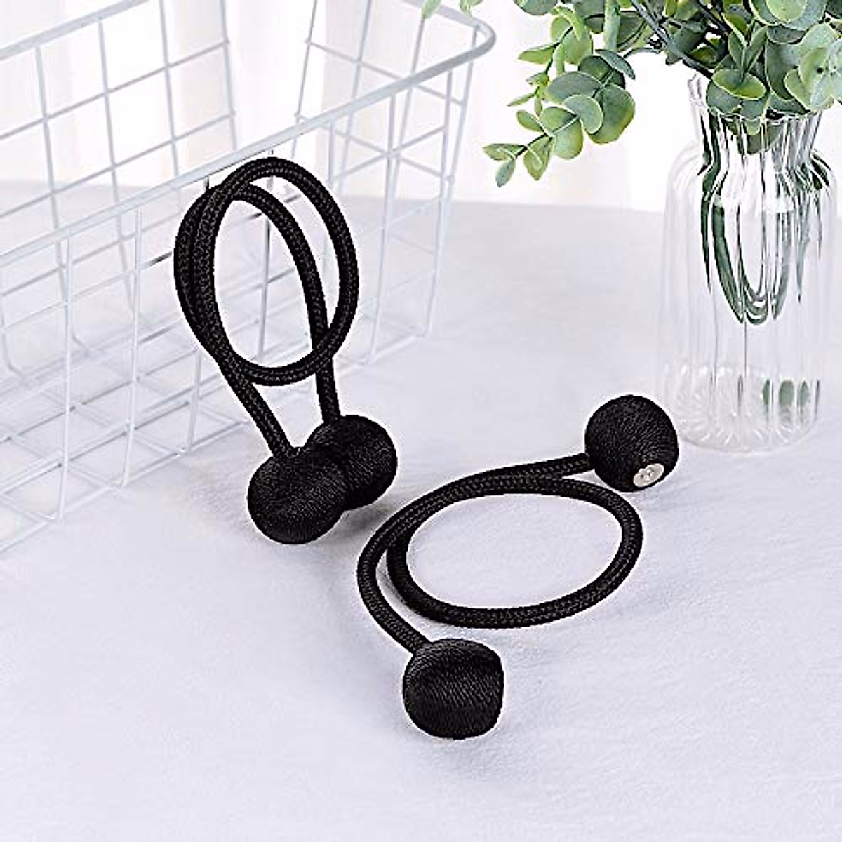 BalsaCircle 2 Black Magnetic Tie Backs Metal Window Curtains Holdbacks - Wedding Reception Party Home Window Decorations Supplies