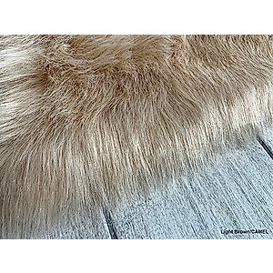 LAMBZY White Brown Tips Faux Fur Rug 3’6”x5’6” Bedroom Wool Rug Soft Hypoallergenic Carpet Large Silky Shag Area Rug Washable Rug Soft Furry Rug Luxury Rug for Home Decor Sofa Living Room Kids Room