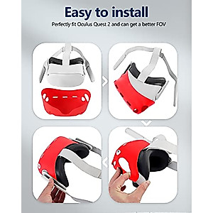 Hanpusen 4-in-1 Silicone Cover Set for Oculus Quest 2 Accessories, Controller Grips Cover, Anti-Fogging VR Face Cover,VR Headset Shell Protective Cover, Shakes Stick Caps Red