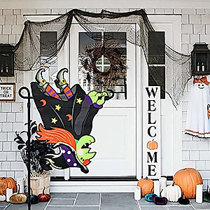 3D Witch Riding Broom Halloween Garden Flag, YEAHOME Vertical Double Sided 12.5x18 Inch Applique Yard Flag, Halloween Decorations Outdoor, Rustic Farmhouse Decor for Seasonal Holiday