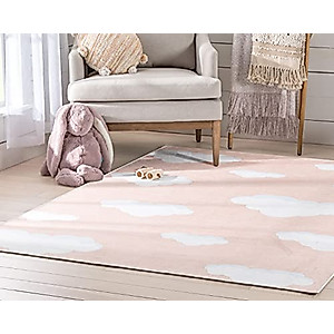 Well Woven Clouds Rug Coral 5' x 7' Apollo Kids Collection