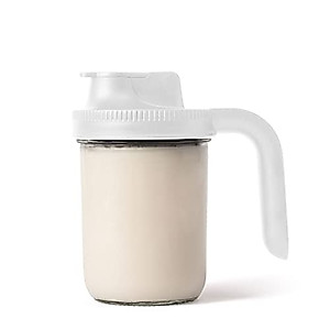 Jarware 82690 White Spout Mason Jar Lid with Handle, Wide Mouth, Set of 2