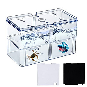 Mini Fish Tank, 3-in-1 Small Betta Bow Tank Stackable Tiny Aquarium Tank - Divided Compartments Beta Fish Tanks for 2 Betas - 2/5 Gallon Fish Bowl for Sea Monkeys Baby Fishes Shrimp Clownfish Guppy