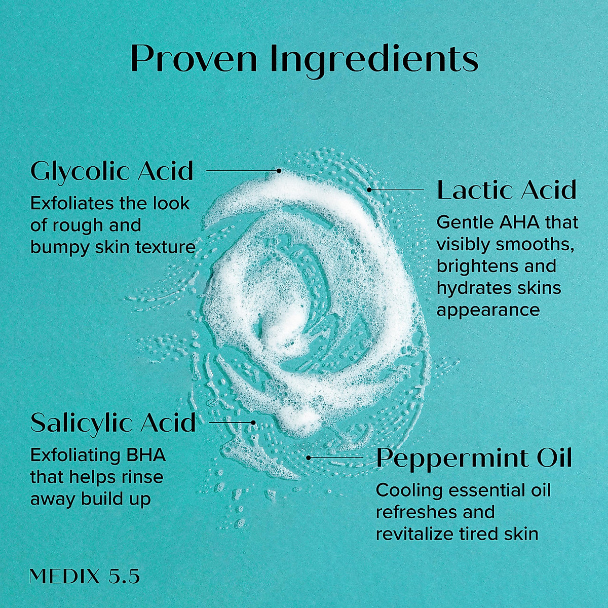 Medix 5.5 Body Scrub Skin Care Glycolic Acid Exfoliating Body Cleanser KP Bump Eraser | AHA + Lactic Acid Anti Aging All Skin Type Wash | Keratosis Pilaris & Acne | Foaming Body & Face Wash, 15 Fl Oz