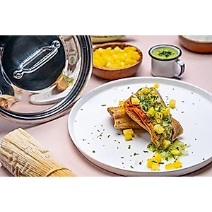 Vasconia Steamer Pot with Tray and Aluminum Lid – Multi-Purpose Aluminum Large Stock Pot for Tamales, Seafood, Vegetables Soup Pot – 5.3-Quart Stove