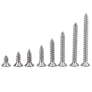 M3 Self Tapping Screws Assortment Set, Stainless Steel Phillips Wood Screws, 200pcs(Flat Head)