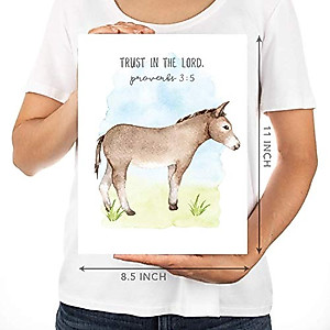 Andaz Press Farm Animals Theme Nursery Kids Bedroom Hanging Wall Art Decor, 8.5x11-inch, Watercolor Sky, Bible Christian Verses, Cow Duck Chicken Pig Lamb Sheep, 6-Pack, Unframed Room Poster