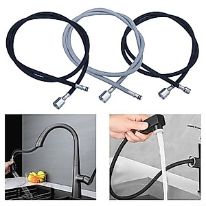 1.5m Pull Down Kitchen Faucet Hose Replacement, Flexible Pull Down Faucet Sprayer Hose Pull Out Faucet Hose Replacement With Quick Connect, 59-inch For Pluggable Nylon Hose(Snap-Gray)