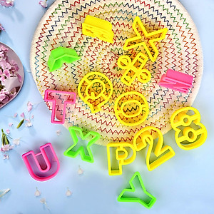 Worldity 41PCS Plastic Mini Cookie Cutter, Mini Alphabet and Number Cookie Cutters, Food Grade Safe Biscuit Cutter Shapes for Baking, Decorating Cake, Fruit and Holiday Cookie