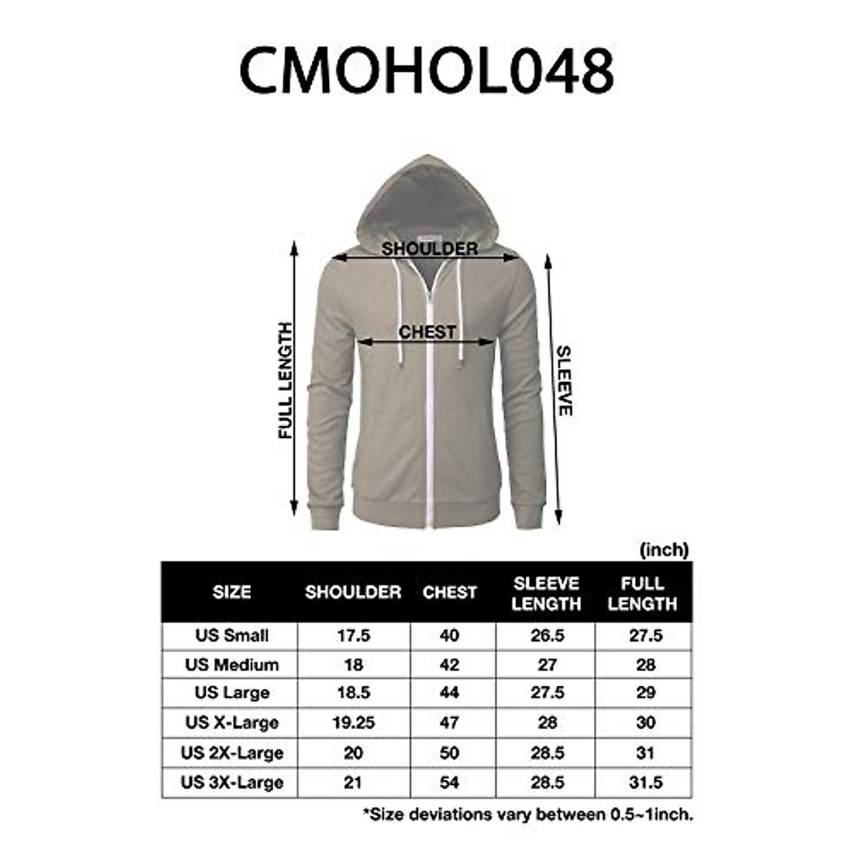 H2H Mens Slim Fit Zip Up Lightweight Long Sleeve Hoodies CHARCOAL US S/Asia M (CMOHOL048)